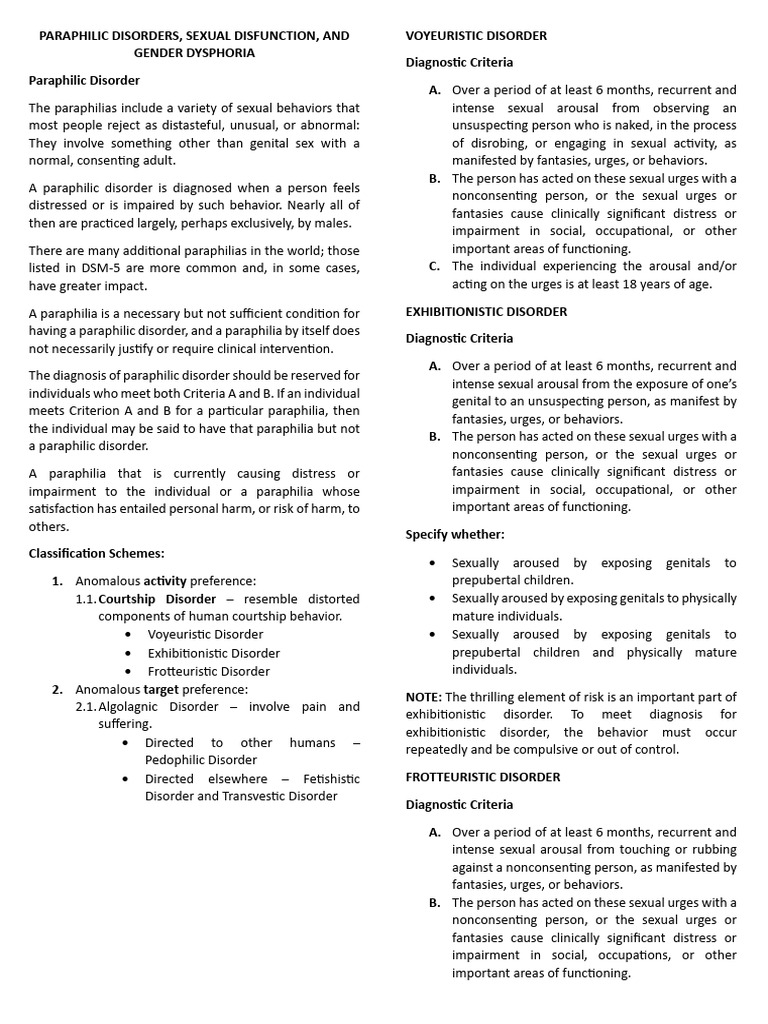 Paraphilic Disorders | PDF | Pedophilia | Sexual Fetishism