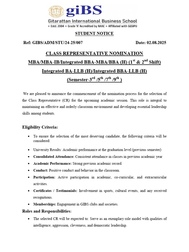 Class Representative Nomination Notice | PDF | Learning