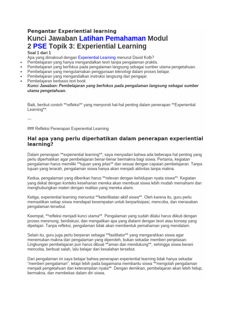 Pengantar Experiential Learning | PDF