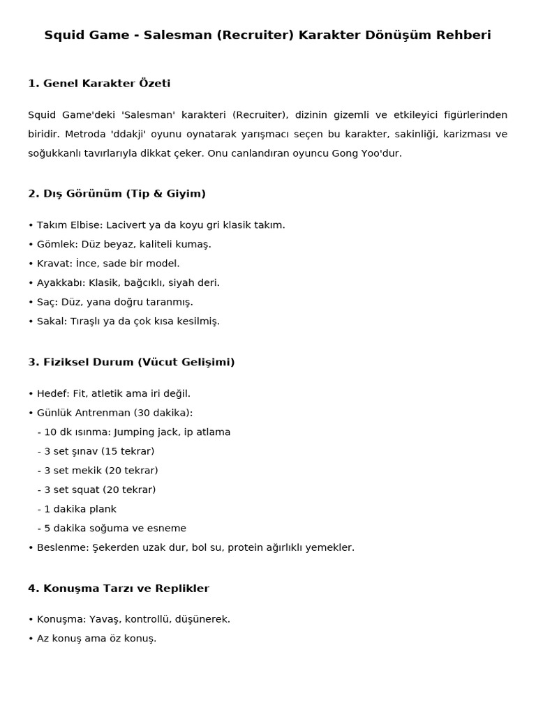 Squid Game Salesman Donusum Rehberi | PDF