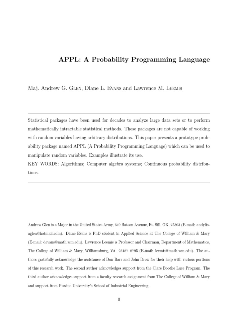 APPL: Probability Programming Language | PDF | Probability Distribution ...