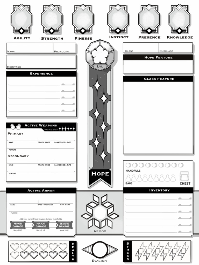 Daggerheart Universal Character Sheet | PDF