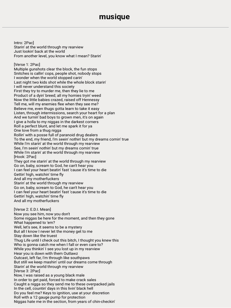 Through My Rear View - 2pac - 1742937204921 | PDF