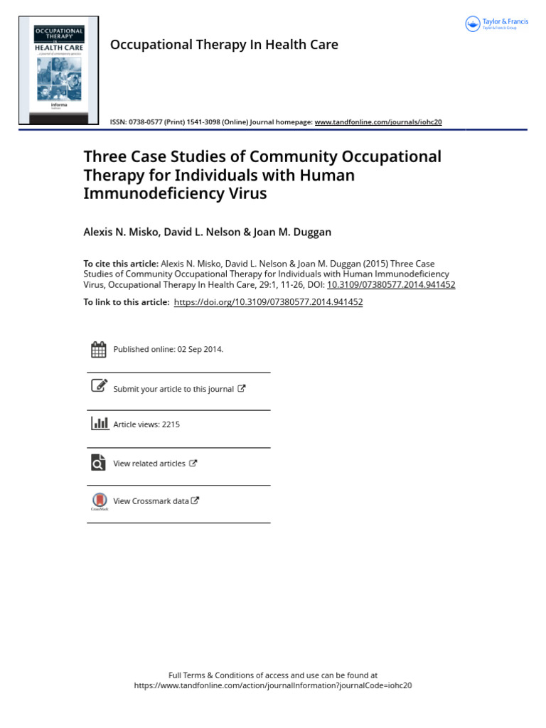Three Case Studies of Community Occupational Therapy For Individuals ...