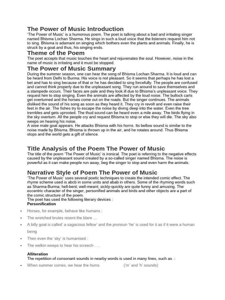 The Power of Music Introduction | PDF | Poetry | Ghosts