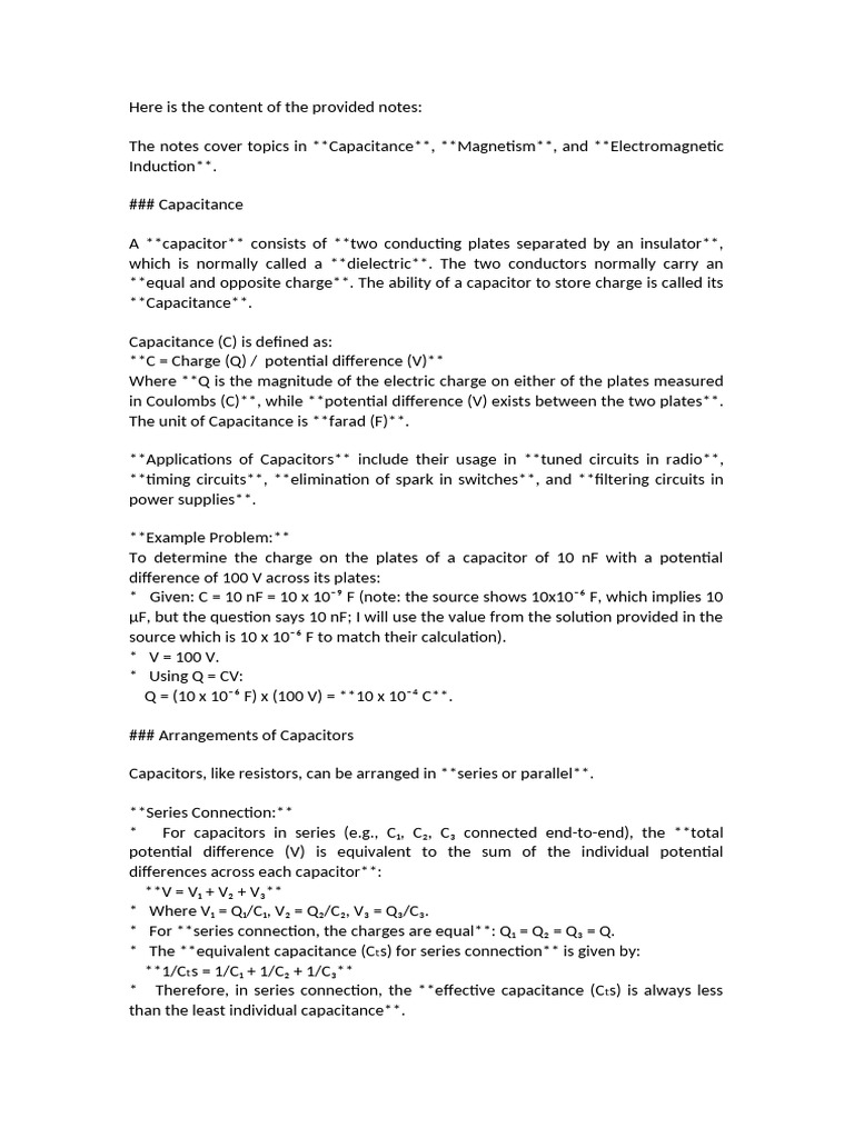 Physics Note Part Two Typed | PDF | Inductance | Electromagnetic Induction