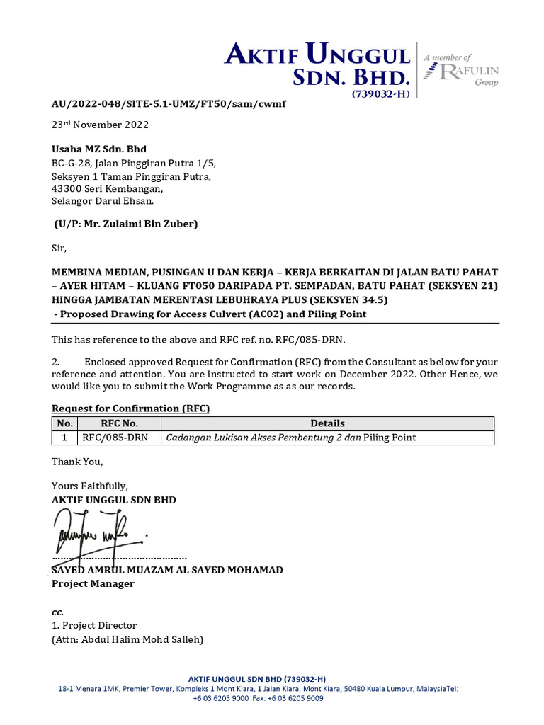 048-2022-Umz-proposed Drawing for Access Culvert (Ac02) and Piling Point | PDF