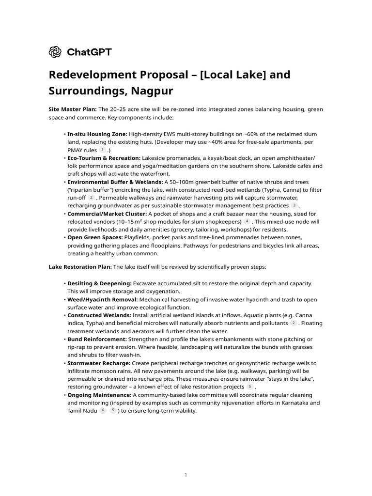 Nagpur Lake Redevelopment Proposal | PDF | Wetland | Water