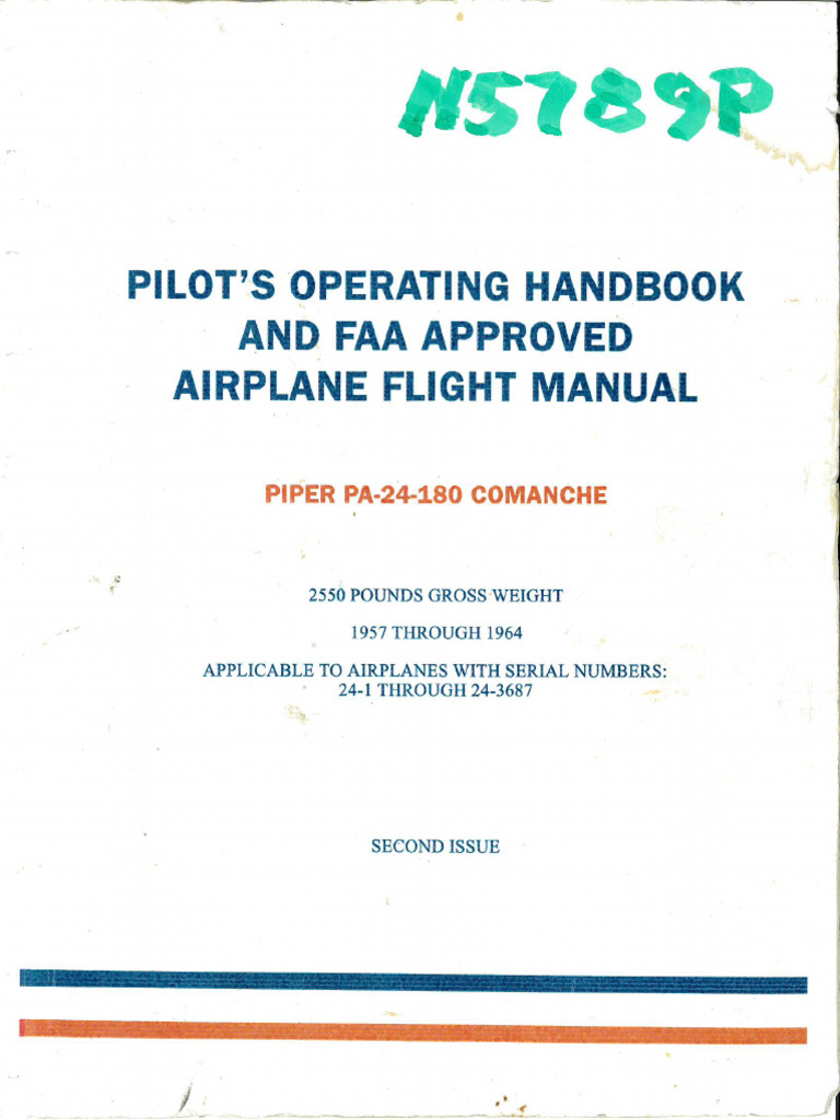 N5789P Pilots Operating Handbook and FAA Approved Airplane Flight Manual | PDF