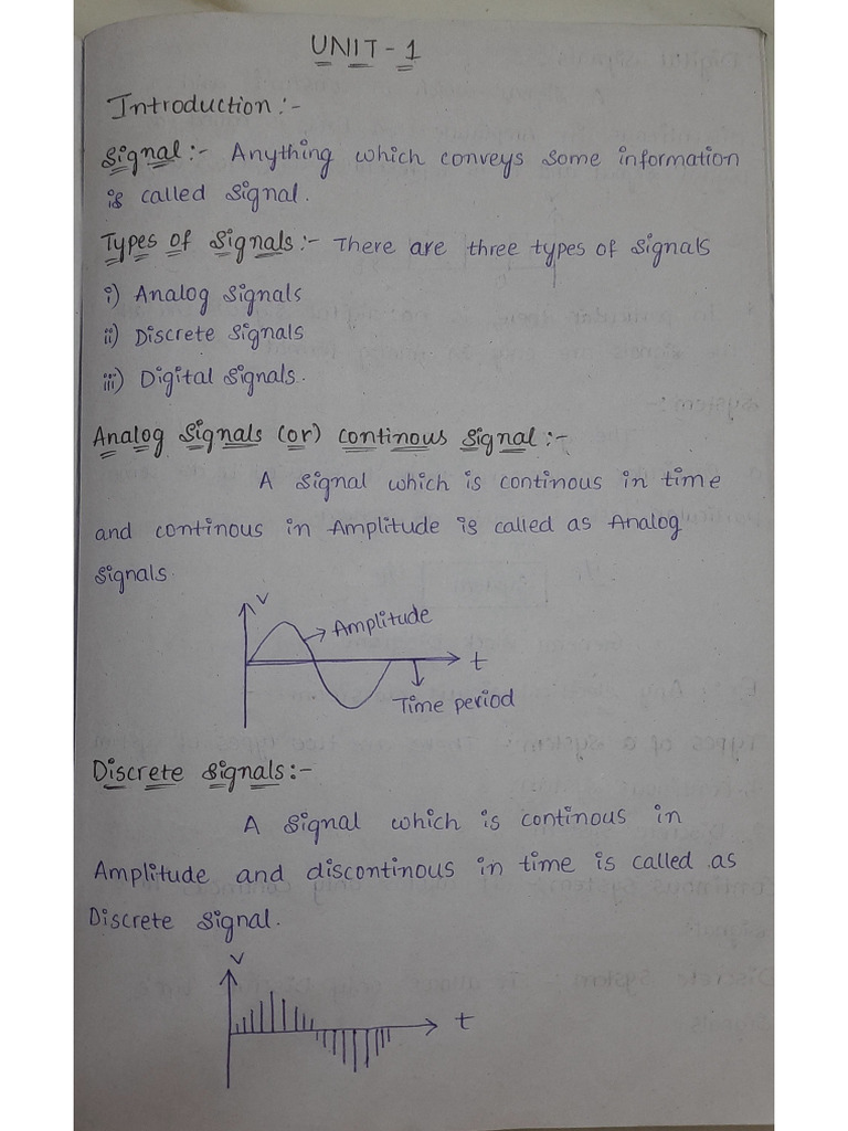 signals and systems unit 1 | PDF