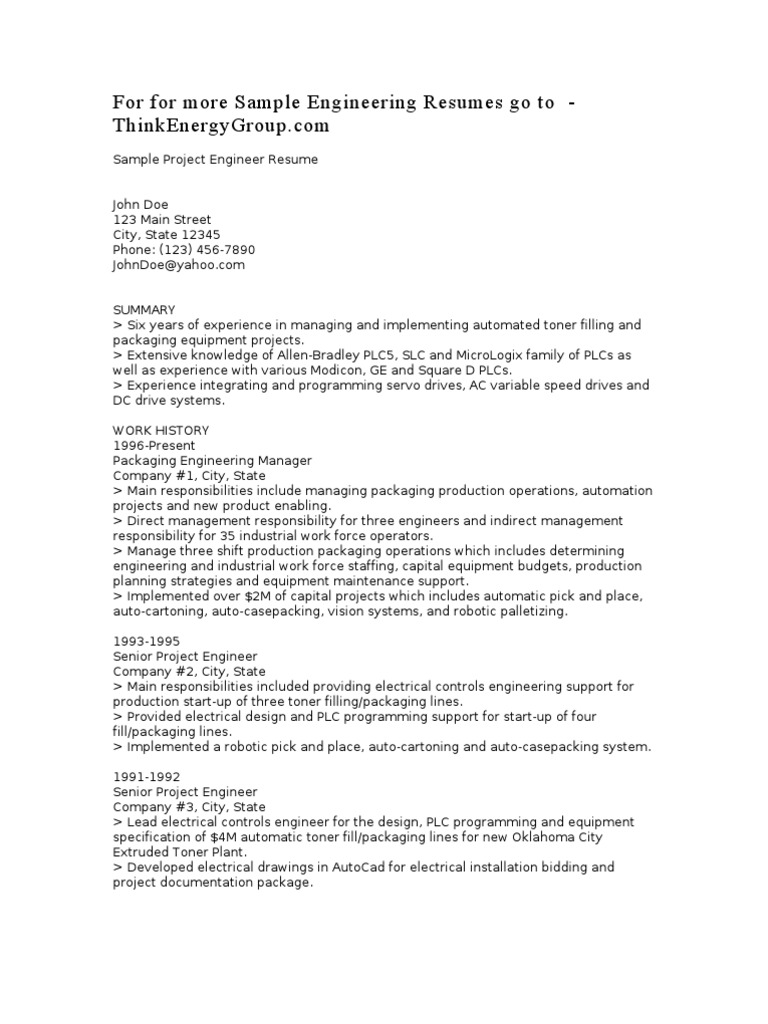 For For More Sample Engineering Resumes Go To | Download Free PDF | Programmable Logic ...
