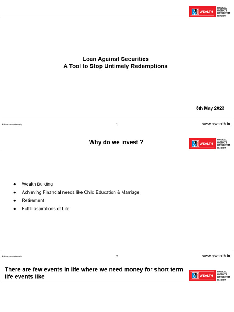 Loan Against Securities A Tool To Stop Untimely Redemption S | PDF ...