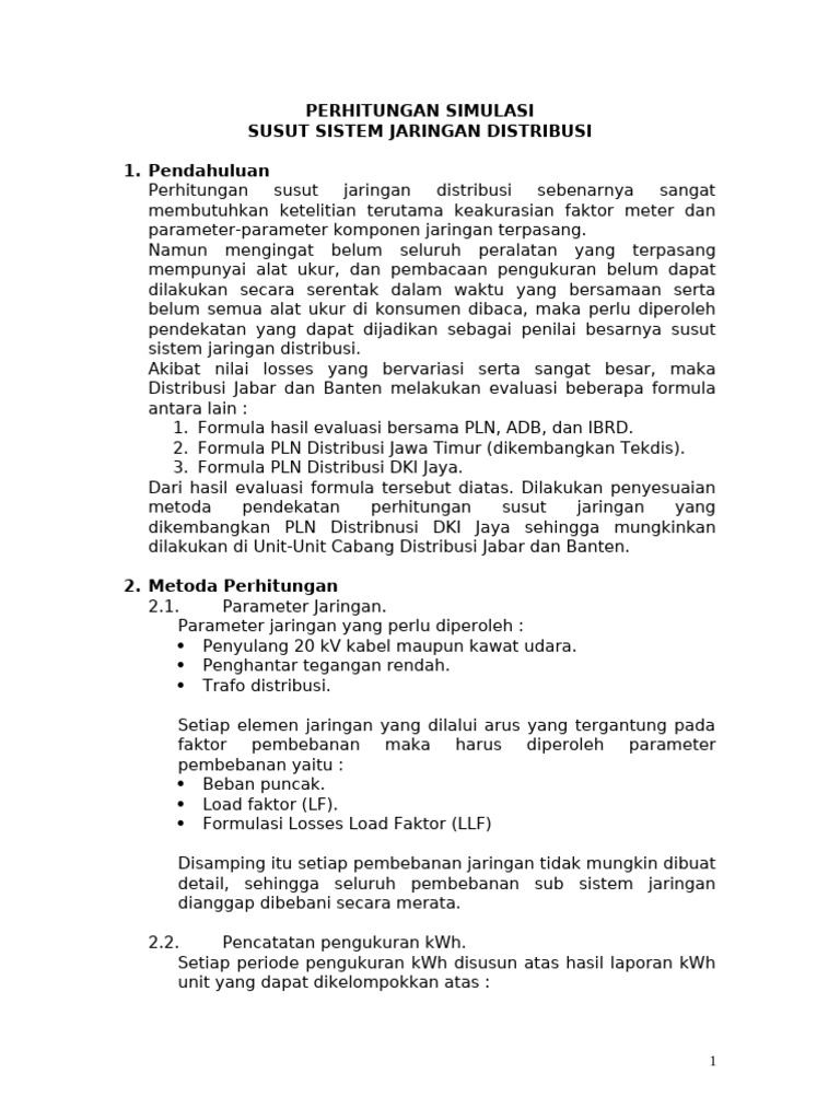 Evaluasi Formula Susut Jaringan Distribusi | PDF