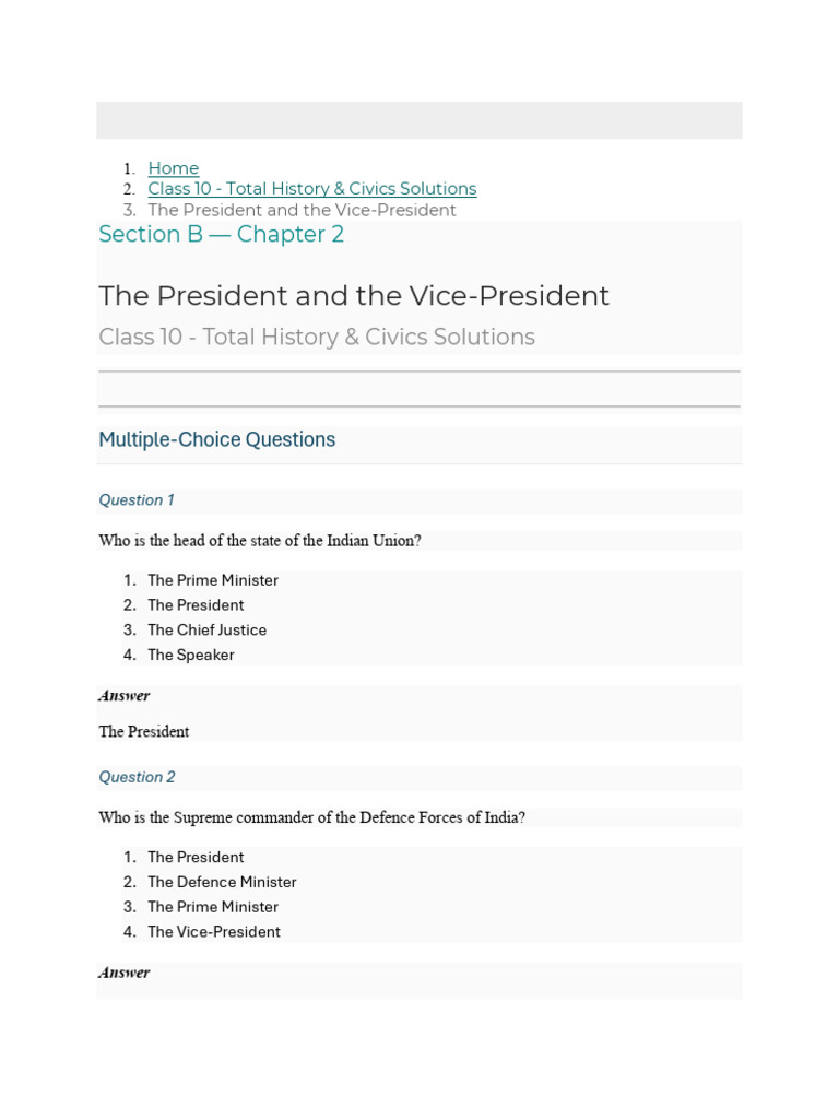 Vice President's Role and Powers | PDF | Government Of India ...