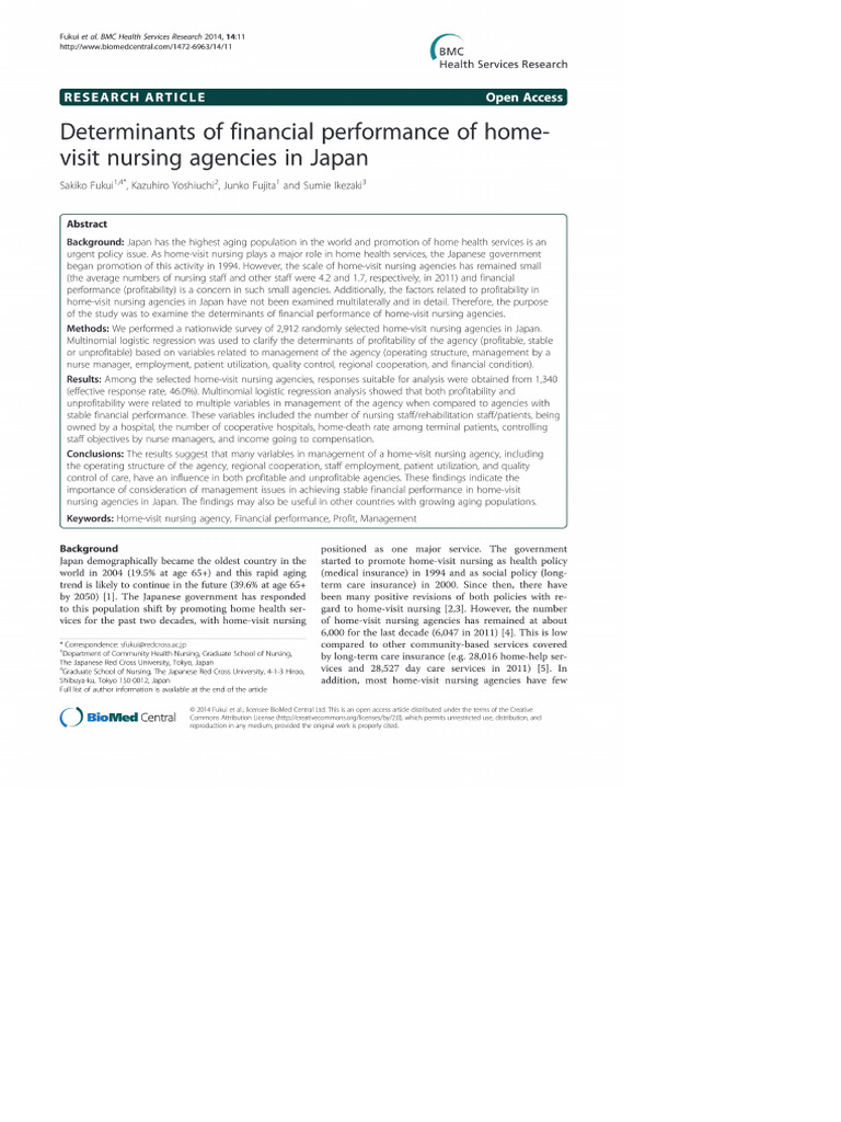 Determinants of Financial Performance of Homevisit Nursing Agencies in ...