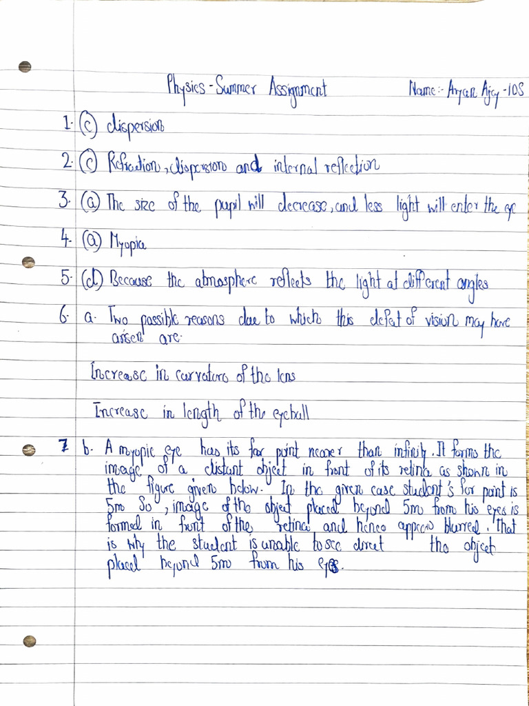 Physics - Summer Assignment - Aryan Ajay - 10S | PDF
