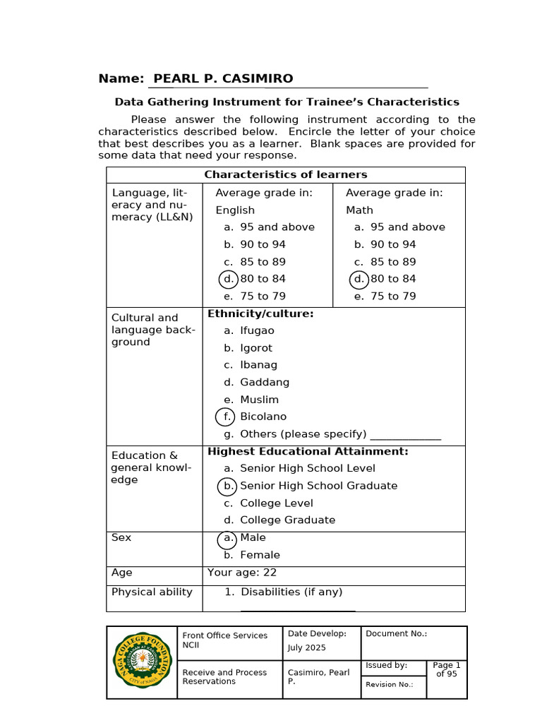Css-ncii Casimiro Pts | PDF | Occupational Safety And Health | Computer ...