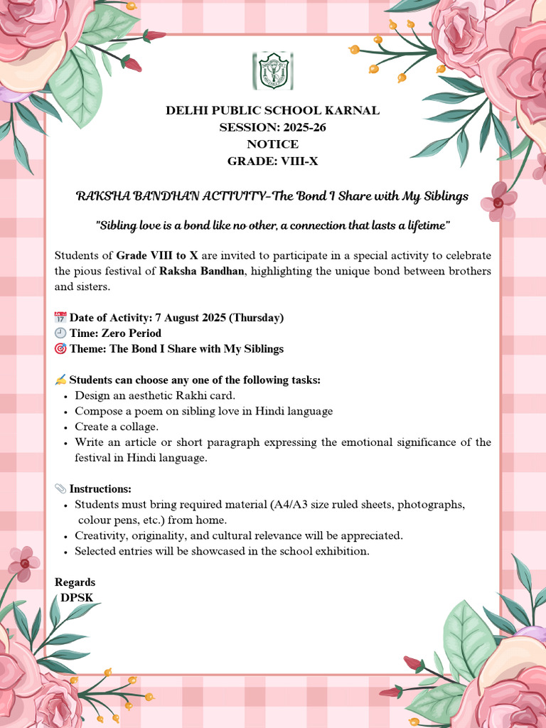 Raksha Bandan Activity Grade 8 To 10 PDF | PDF