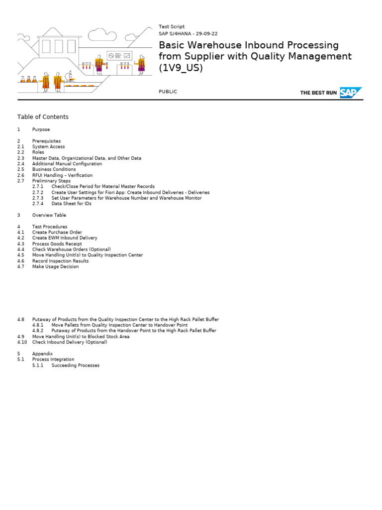 SAP S/4HANA Warehouse Inbound Test Guide | PDF | Warehouse | Pallet