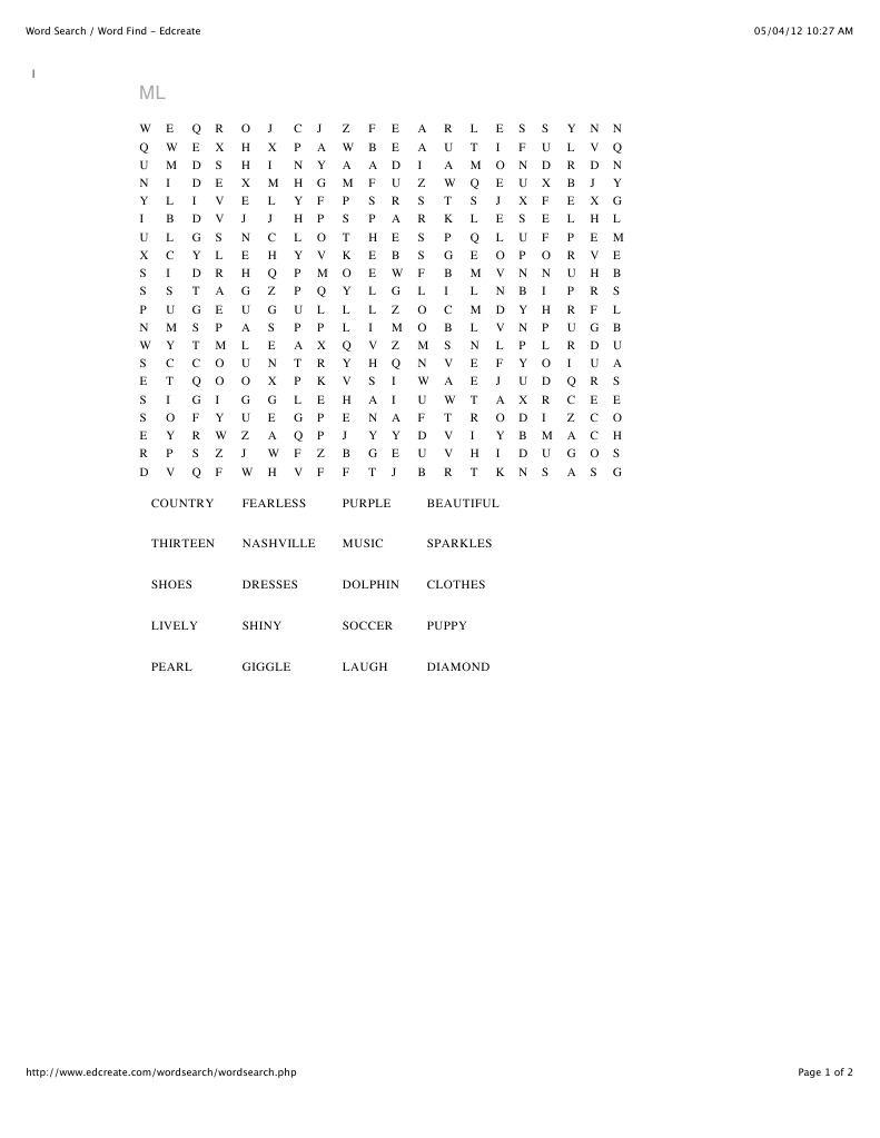 Word Search Puzzle Answers and Key | PDF