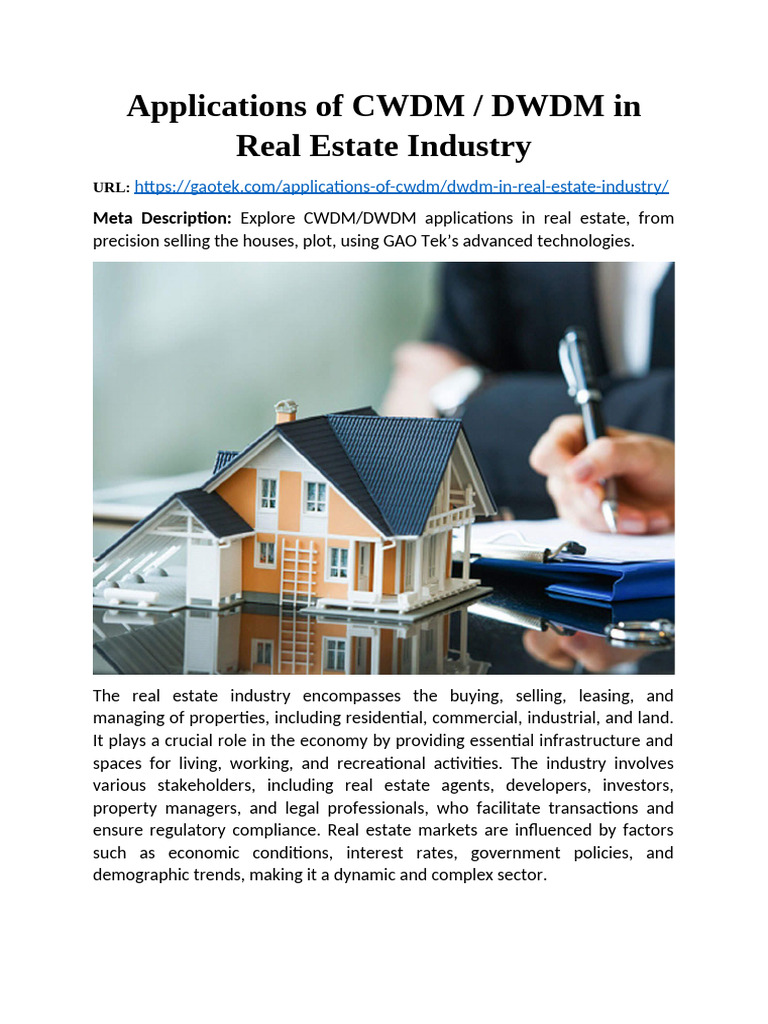 Applications of CWDM-DWDM in Real Estate Industry - Vippagunta Hima Charitha - 23!07!2024 | PDF ...