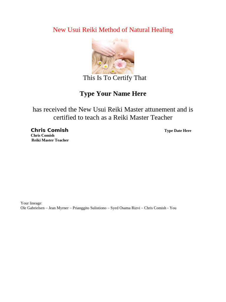 New Usui RM Certificate | PDF