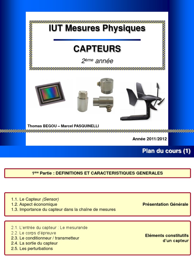 Cours Capteurs | PDF | Capteur | Photon