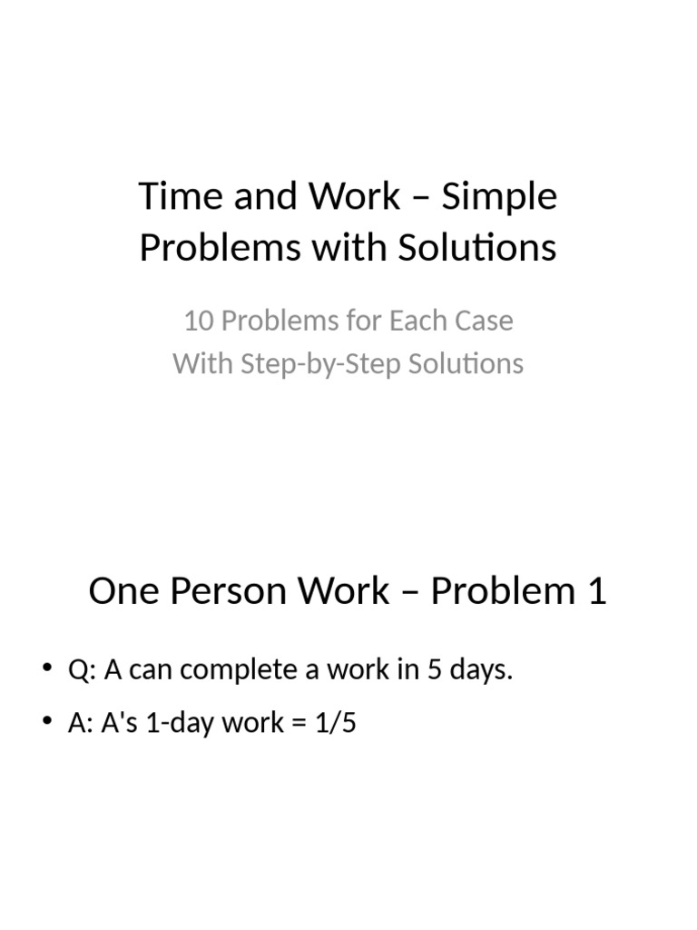 Time and Work Simple Problems | PDF