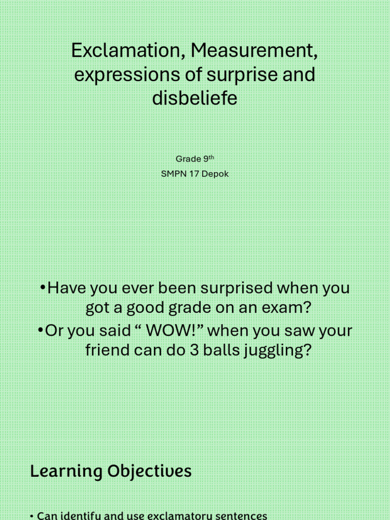Exclamation, Surprise and Disbelief | PDF | Sentence (Linguistics ...