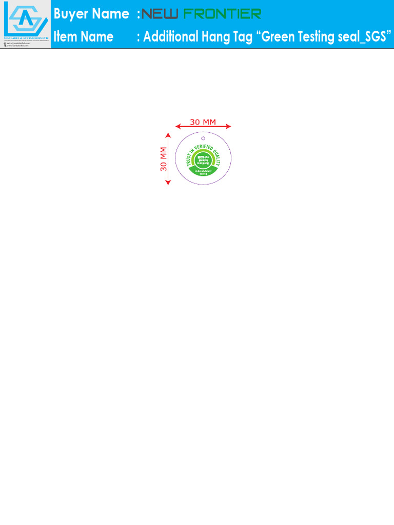 Additional Hang Tag - Layout - Green Testing Seal - SGS | PDF
