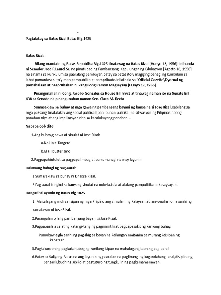 Batas Rizal Republika Blg.1425 2 | PDF