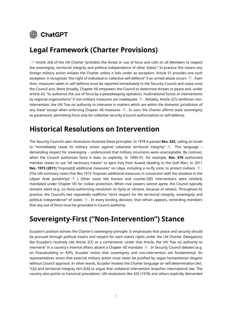 Legal Framework (Charter Provisions) | PDF | Responsibility To Protect ...