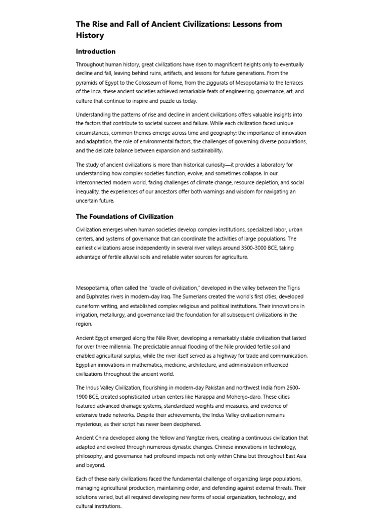 Rise and Fall of Ancient Civilizations | PDF | Civilization | Deforestation