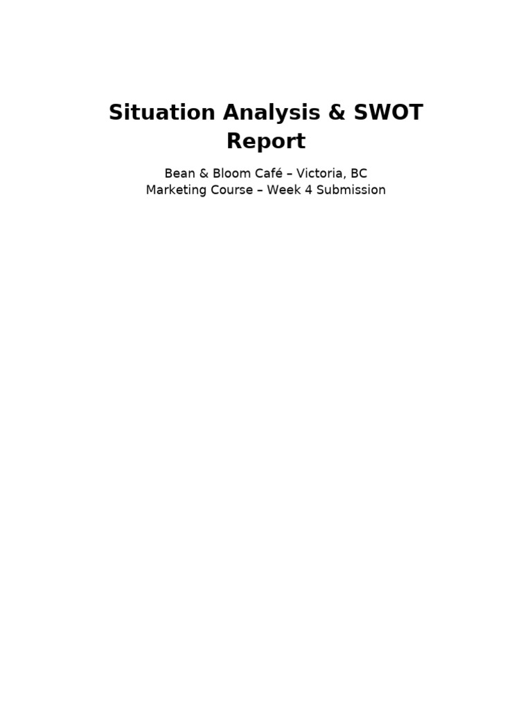 Bean & Bloom Café SWOT Analysis | PDF | Coffee | Coffeehouse