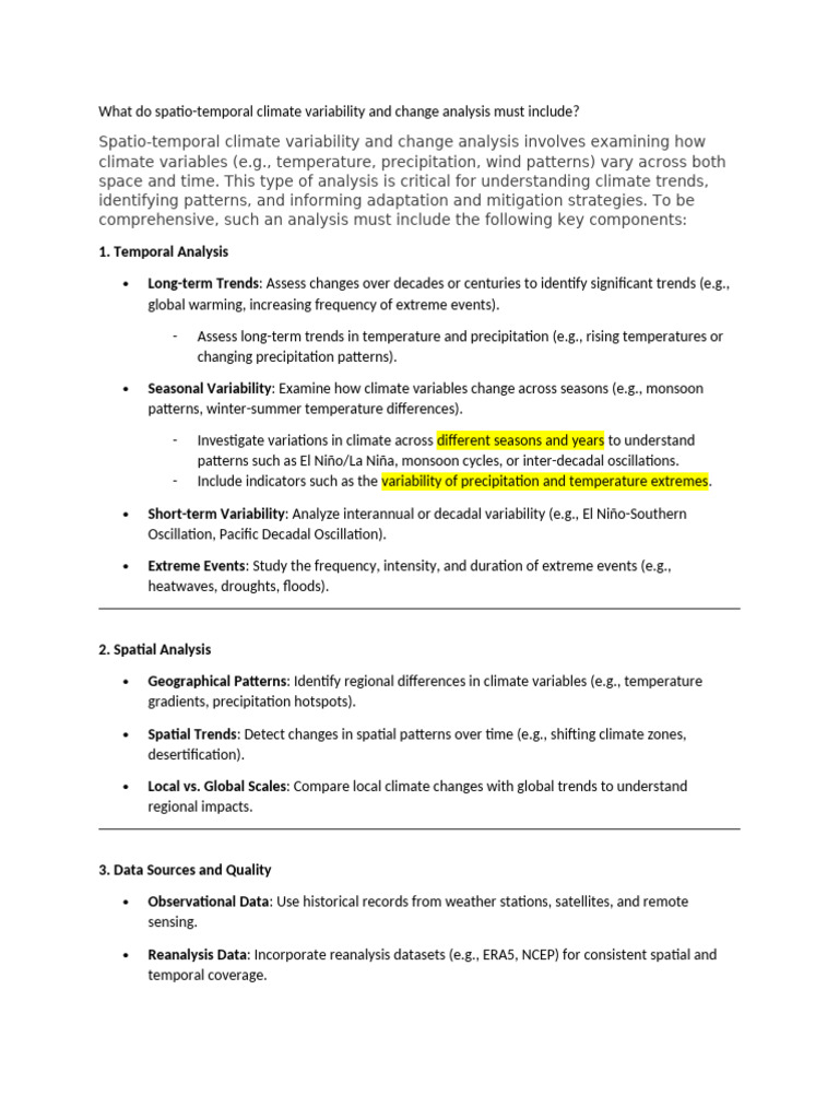 Contents of Spatio-Temporal Climate Variability and Change Analysis ...