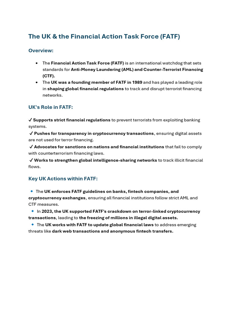UK Leadership in FATF Against Terrorism | PDF | Terrorism Financing ...