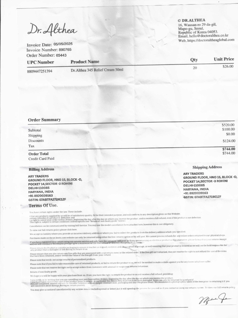 DR Althea Invoice | PDF