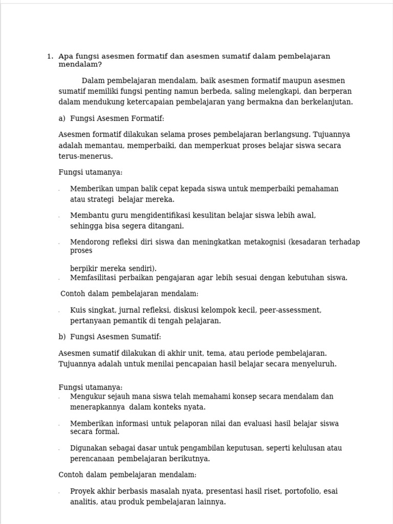 Fungsi Asesmen Formatif dalam Pembelajaran | PDF