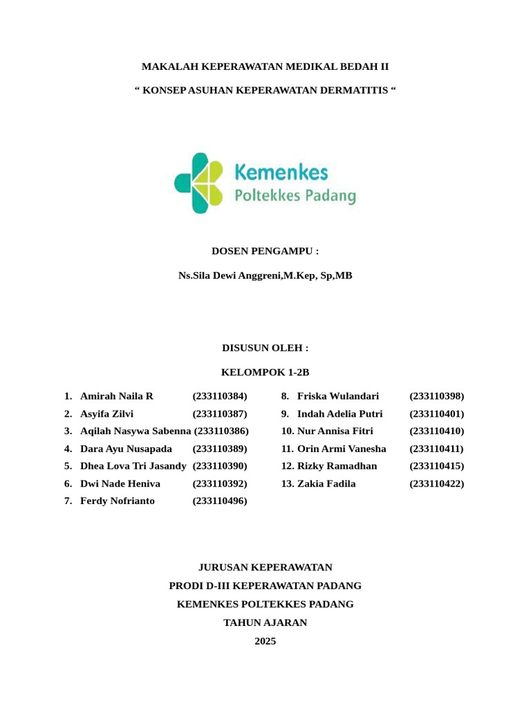 Makalah Kel 1 Dermatitis Kmb II[1](1) | PDF