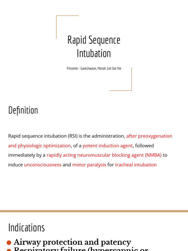 Rapid Sequence Intubation | PDF | Anesthesia | Surgery