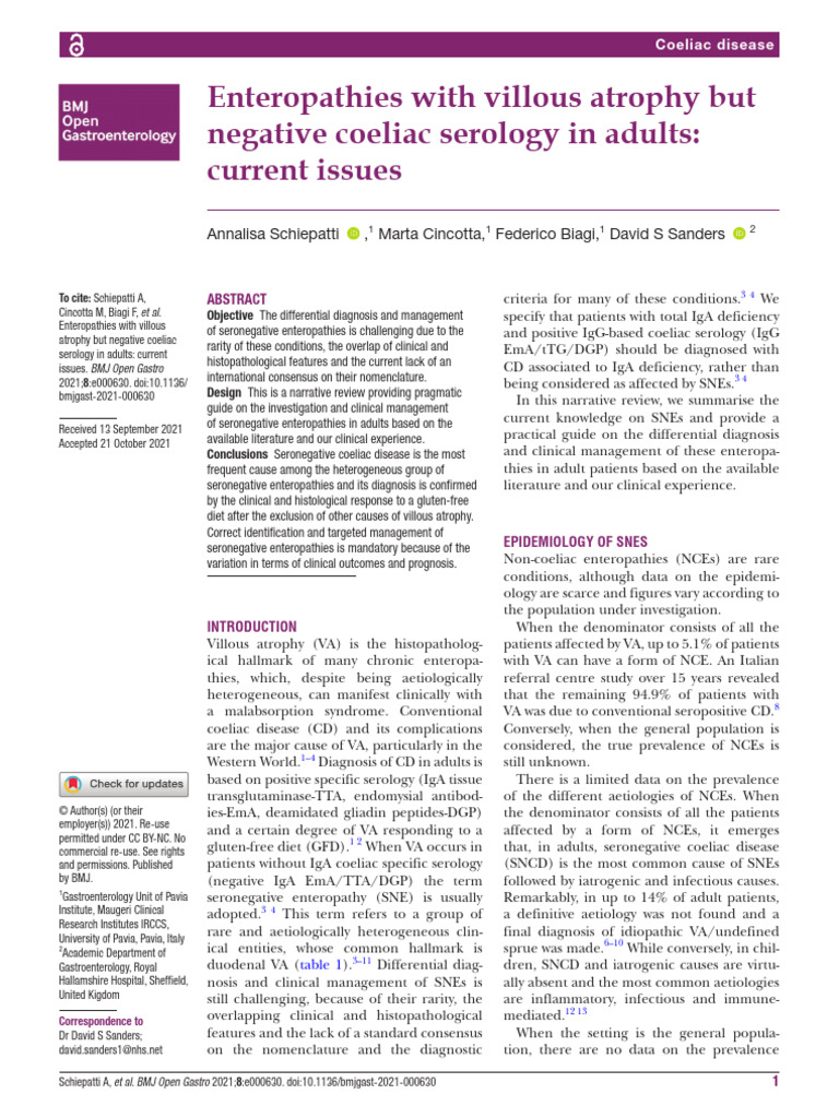 Enteropathies With Villous Atrophy | PDF | Coeliac Disease | Immune ...
