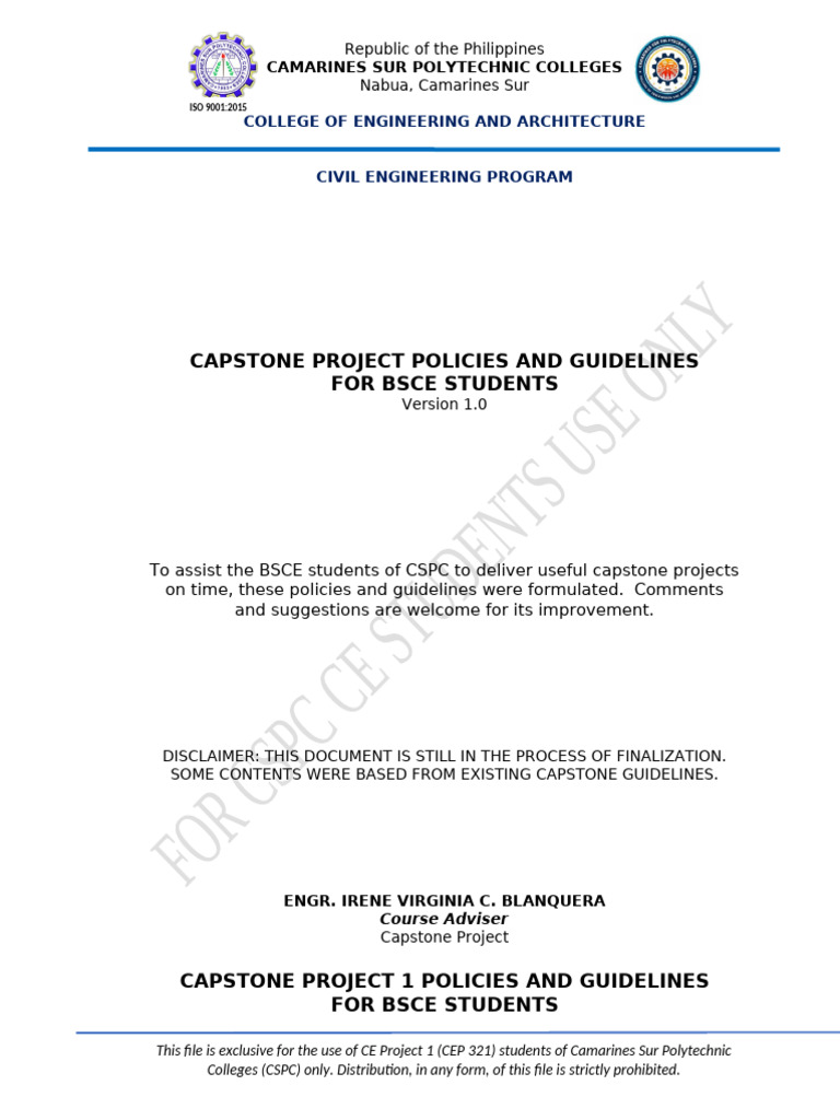 Capstone Project 1 Guidelines and Policies | PDF | Thesis | Typefaces