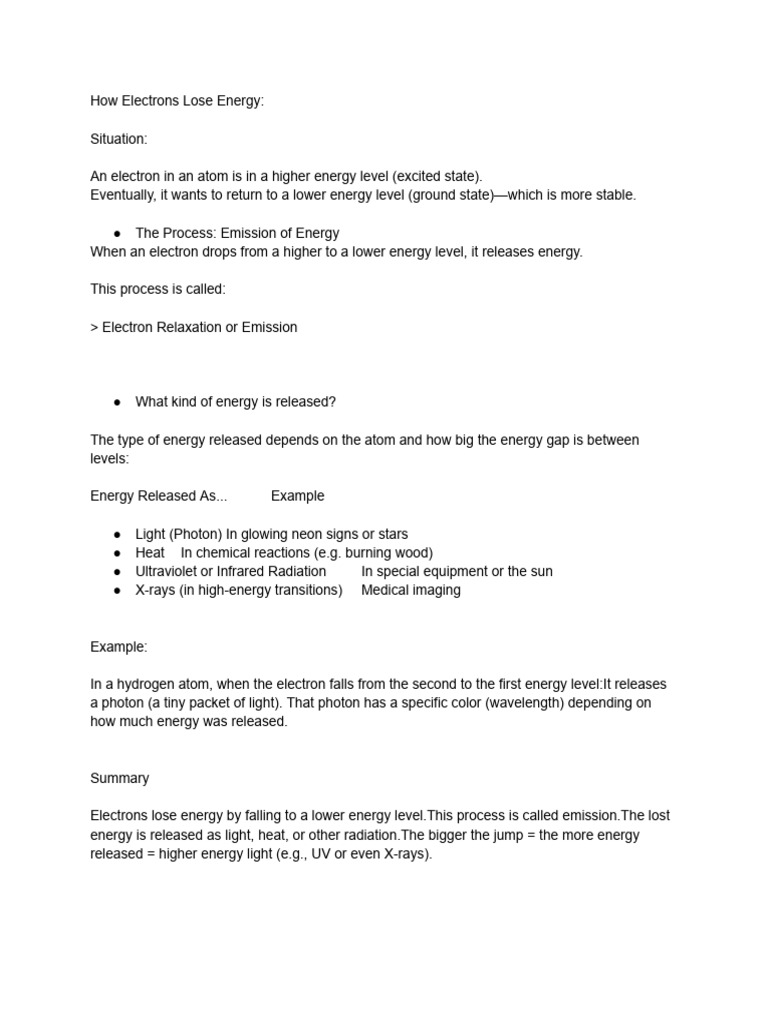 Electron Energy Loss Explained | PDF