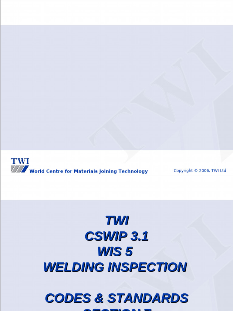 Welding Inspection Codes & Standards Guide | PDF