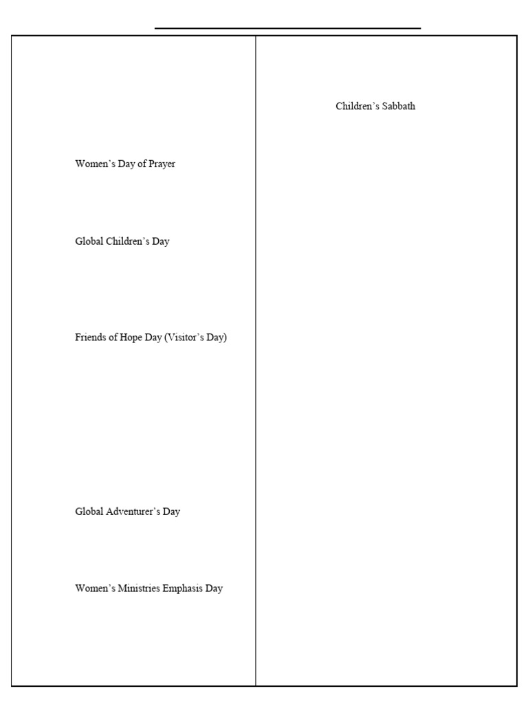 2025 GC Calendar of Events | PDF | Seventh Day Adventist Church ...