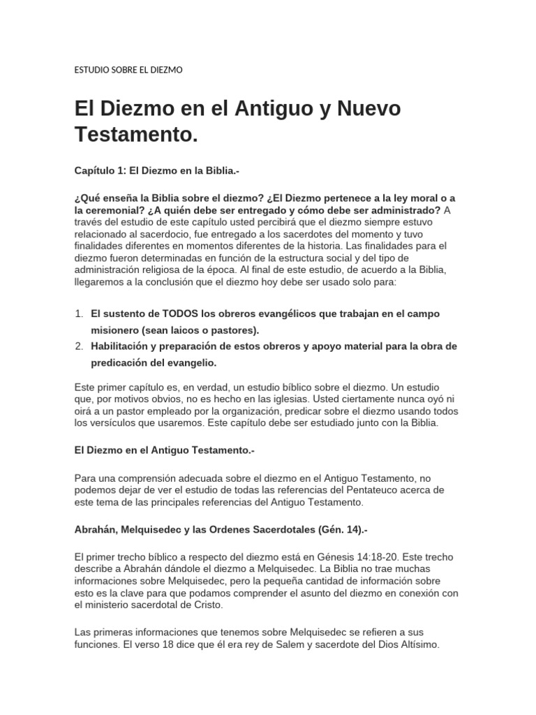 Estudio Sobre El Diezmo | PDF | Sacerdote | Diezmo