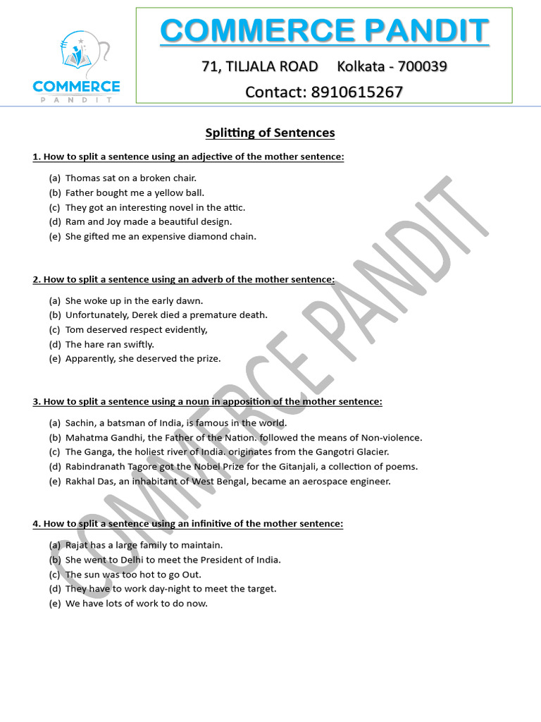 Rules for Splitting Sentences | PDF
