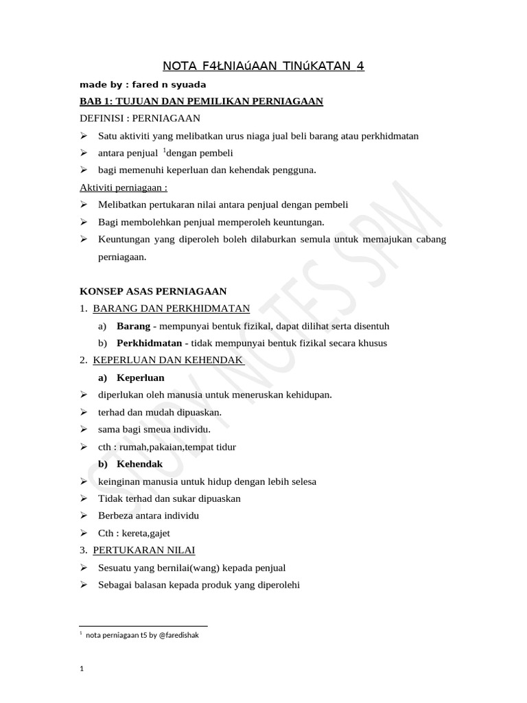 Nota Perniagaan Full f4 (SHARED) | PDF