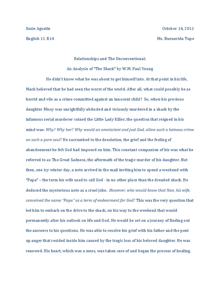 The Shack Analysis | PDF | God | Forgiveness