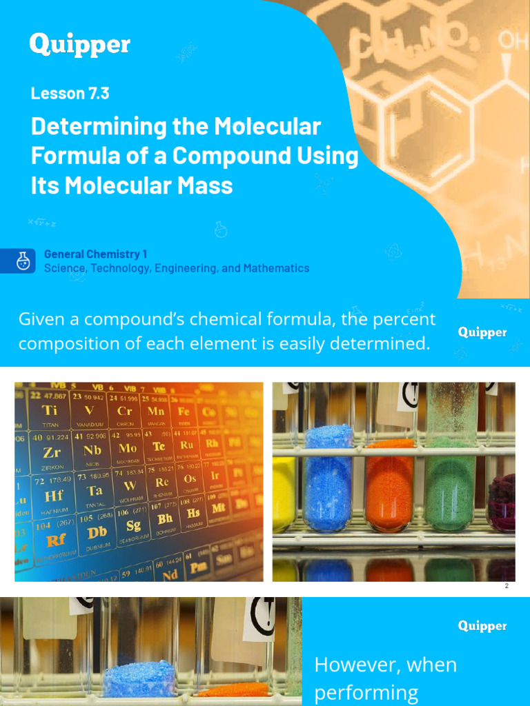 Determining The Molecular Formula of A Compound Using Its Molecular Mass | PDF | Molecules ...